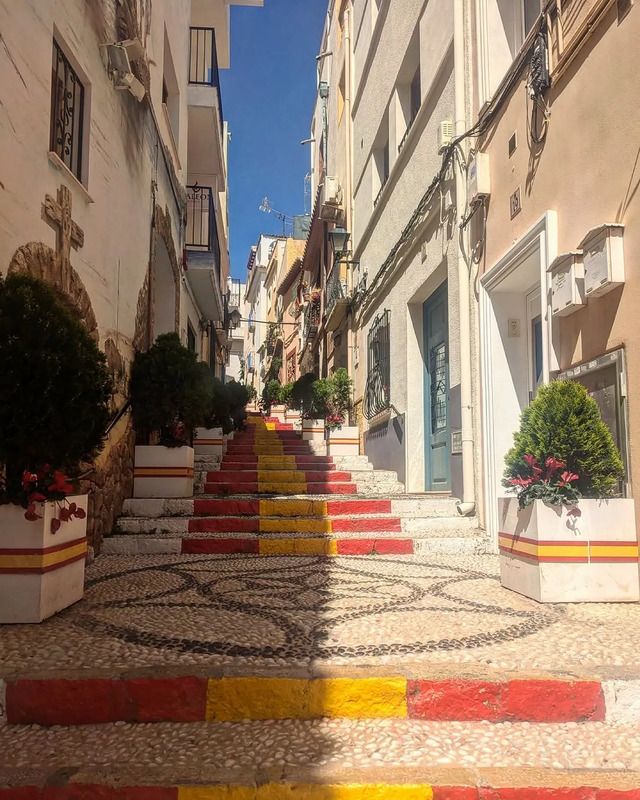 Discovering the Spanish Flag Steps in Calpe, Spain, Calpe, Spain